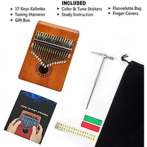 Kalimba Thumb Piano 17 Keys with Mahogany Portable African Mbira Gift for Kids Adult (Style2)