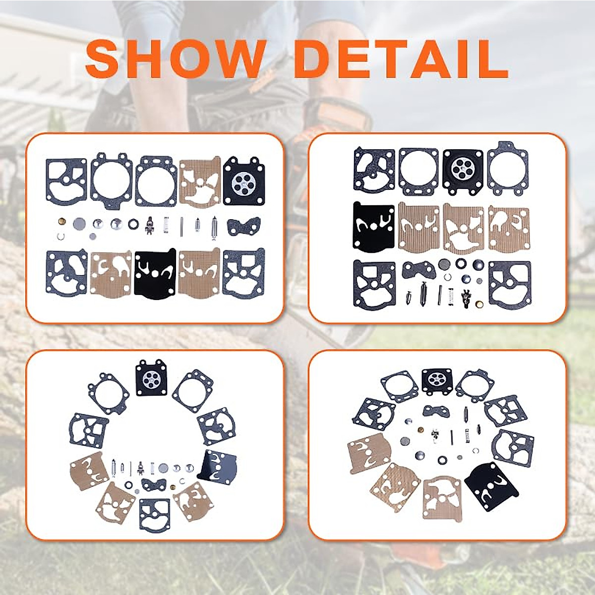 Mtanlo Carburetor Carb Repair Rebuild Kit For Walbro K20-WAT Husqvarna 55 51 455 460 Rancher Echo Poulan Pro Homelite Stihl 026 Chainsaw Trimmers Replacement Part