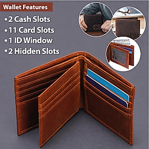 Personalized Leather Wallet for Men, Christmas for Men,Him, Custom Name Wallets, Customazible Gift for Husband, Dad, Boyfriend, Him, Men Gifts for Anniversary, Birthday, Wedding, Fathers Day