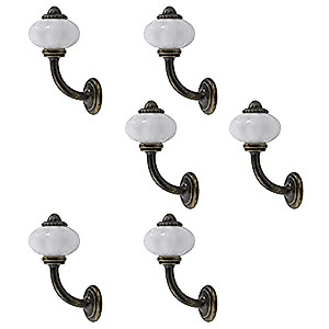 INCREWAY 6pcs Metal Wall Mounted Hooks, Decorative Heavy Duty Hooks, Rustic Vintage Single Hanger with White Pumpkin for Hanging Towel Bag Coat Hat Garage (Bronze)