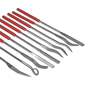 Bestgle 10Pcs Mini Diamond Needle File Set Jewelers Hand Files Tool Kit for Metal Ceramic Stone Jewelry Rough Carving Glass Filing, 140mm/5.1" Length