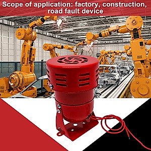 Sydien Motor Siren Red 1Pc AC 110V 114dB Industry Electric Motor Alarm Driven Siren, Horn Sound Buzzer Alarm Bell for Home, Industries, Stores and Security Alarm System