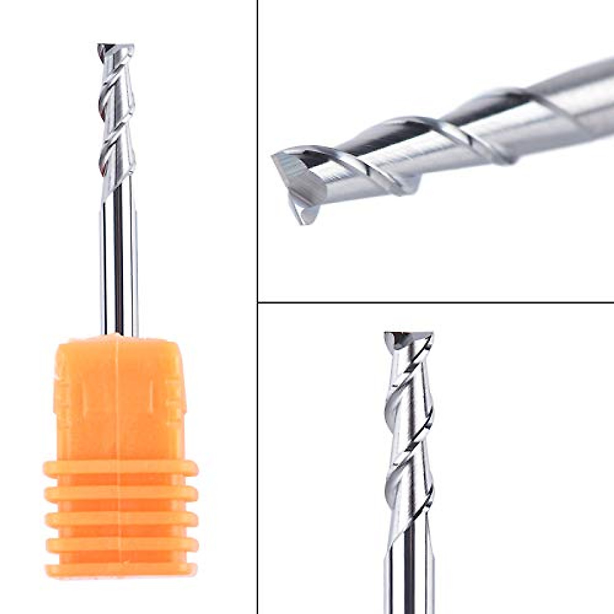 SpeTool 5Pcs 1/8 inch Aluminum End Mills 2 Flutes CNC Spiral Router Bits Non-Ferrous Metal Upcut 1-1/2 inches Long for Woodworking Cutting