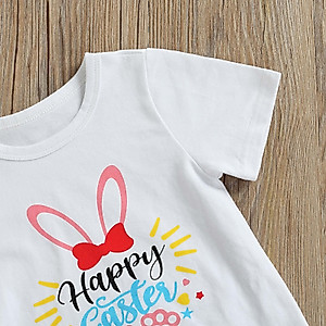 Kids Baby Girls Easter Outfits Carrot Print Ruffle Short Sleeve T-Shirt Tops with Flared Pants 2Pc Clothes Set (1#Light Orange, 4-5T)