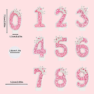 DAJISI 2.95 Inch Birthday Candle for Cake, Pink Birthday Candles Number Candles for Birthday Cakes with Crown Large Sparkler Candles for Cake Topper Decoration (Pink Crown 5)