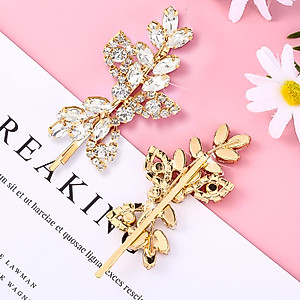 Waydress 4 Pcs Rhinestone Bridal Hair Clip Leaf Wedding Hairpin Bride Crystal Hair Barrette Accessories for Women(Gold, Rhinestone Style)