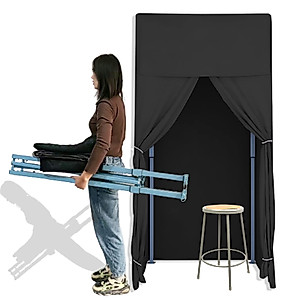 AMSXNOO Portable Clothing Store Fitting Room, Mobile Foldable Changing Room Dressing Room with Shading Curtain and Hook Up, Temporary Locker Room for Boutiques Office Mall, Installation-Free