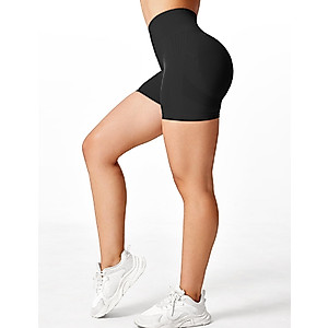 YEOREO Professional Women Workout Shorts 3.6" Scrunch Shorts Seamless High Waisted Contour Gym Yoga Biker Shorts Black