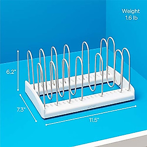 YouCopia StoreMore Adjustable Pan and Lid Rack, Pot Lids and Pans Organizer for Kitchen Cabinet Storage, Standard, White