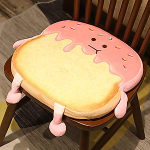 Oumelfs Toast Seat Cushion Cute Chair Pillow Pads Memory Foam with Removable Cover Gaming Chair Office Home Bedroom Shop Restaurant Decor (Strawberry)