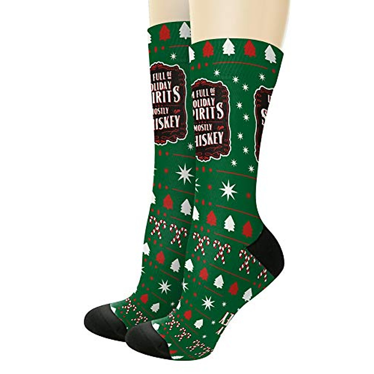 Hoilday Novelty Socks I'm Full Of Holiday Spirits Mostly Whiskey 1-Pair Novelty Crew Socks