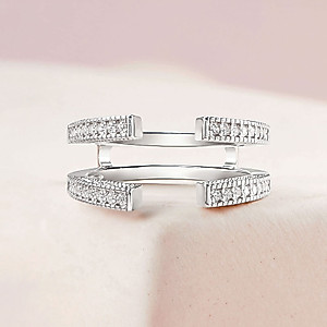 SHELOVES Vintage Guard Wrap Wedding Band For Women 925 Sterling Silver Ring Enhancer for Engagement Rings Sz 6