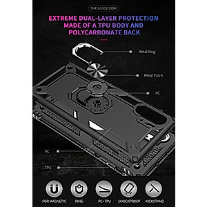 Androgate for Samsung Galaxy Note 10 Plus Case, Note10+ Case with HD Screen Protectors, Military-Grade Metal Ring Holder Stand Drop Tested Shockproof Cover Case for Samsung Note 10+/ 5G Black