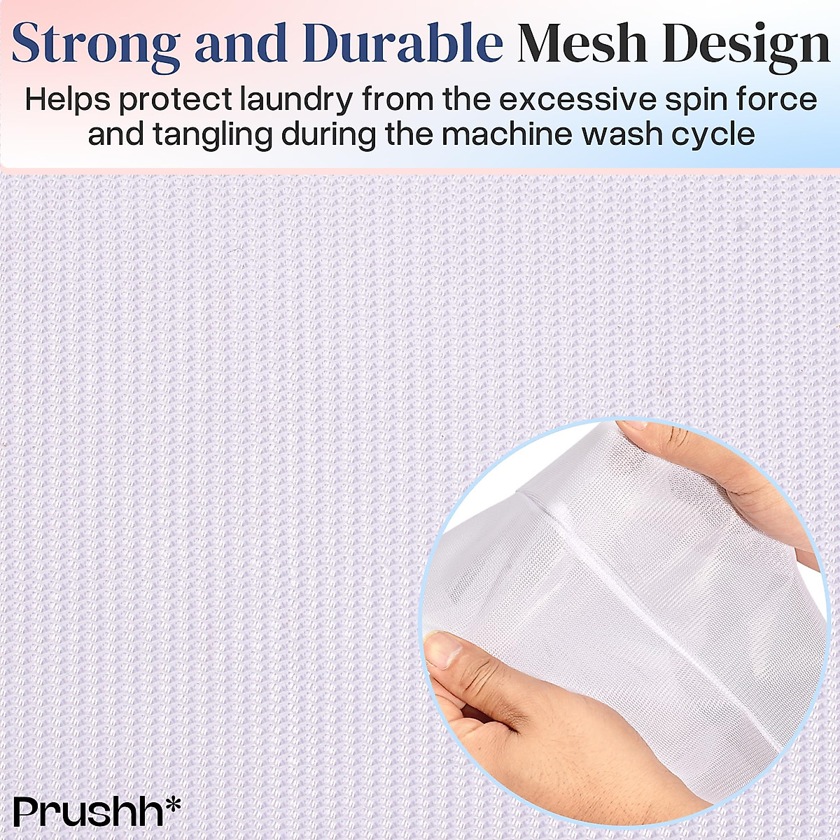 Prushh 3Pc Spacious Durable Mesh Laundry Bags (16x20 Inches) Protects Delicates, Fine Mesh for Uniform Wash & Dry, Auto-Lock Zipper, Washer-Friendly, For Home, Dorm or Storage, Fits Socks to Sweaters