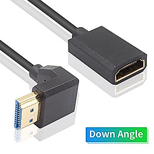Duttek 8K 90 Degree HDMI Extension Cable 48Gbps, HDMI 2.1 Cable, Extremely Thin Down Angled HDMI Female to Male Cable for TV/Xbox, PS5, Laptop PC 1Ft/30cm