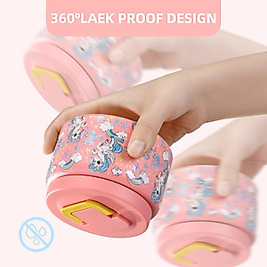 JXXM 8 Oz Thermos Food Jar for Hot & Cold Food for Kids, Insulated Lunch Containers Hot Food Jar,Leak-Proof Vacuum Stainless Steel Wide Mouth Lunch Soup Thermos for School,Travel (Pink)