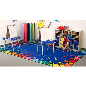 Learning Carpets Alphabet Crayon 108" x 72" Rect. ABC Border Classroom Rug, Preschool/Homeschool Kids/Baby Carpet, Daycare Furniture & Playroom Décor
