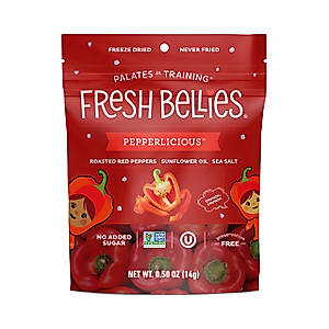 Fresh Bellies Vegan Healthy Snacks for Kids and Toddlers, Kid Snacks with No Added Sugar, Gluten Free Snacks, Freeze Dried Baby Snacks 12m+, Paleo Friendly, Non GMO, Kosher, Pepperlicious, 1 pack