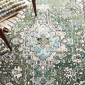 SAFAVIEH Madison Collection 8' x 10' Green / Turquoise MAD474Y Boho Distressed Medallion Non-Shedding Living Room Bedroom Dining Home Office Area Rug