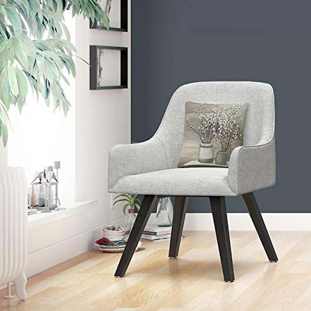 Trademark Fine Art Pussy Willow Still Life Gray Pots Crop by Julia Purinton, 16x16 Decorative Throw Pillow