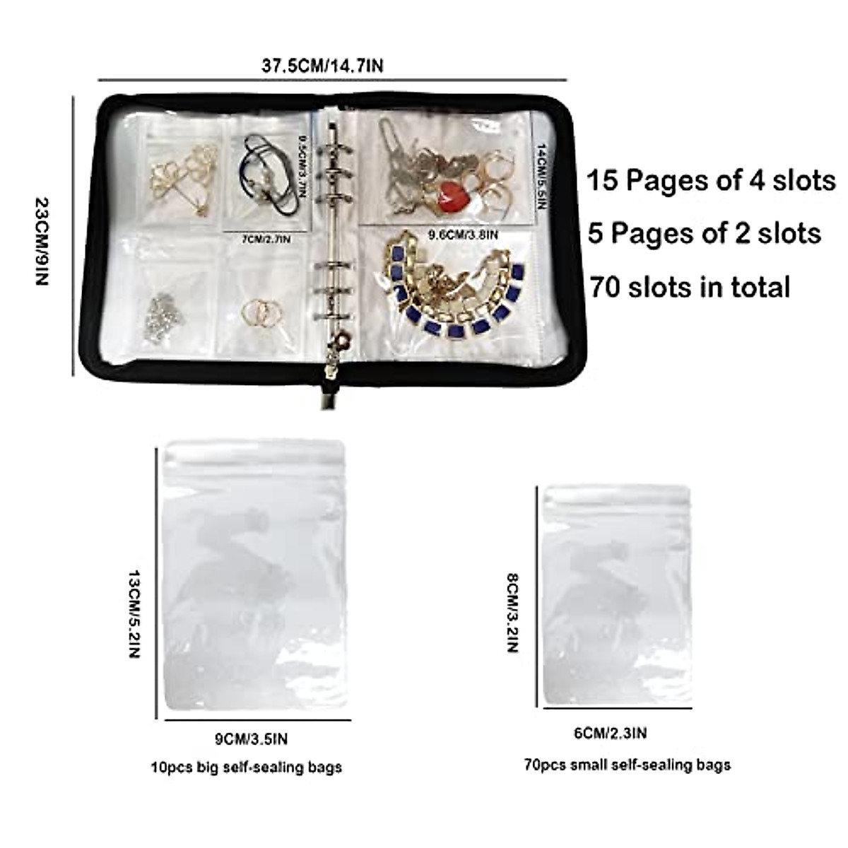 IKJNMLP Transparent Travel Earring Jewelry Bracelet Necklace Organizer Storage Book with Pockets - Large Clear Foldable Jewelry Organizer Bag Pouch Earring Stud Organizer Binder