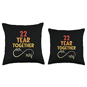 Couple 22nd Anniversary Gifts Co. 22 Years Together Mr & Mrs Couple Matching 22nd Anniversary Throw Pillow, 18x18, Multicolor