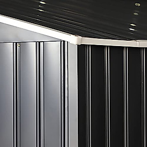 Outsunny 11.15'W x 12.5'D x 6.6'H Outdoor Backyard Garden Tool Shed with Double Sliding Doors, 4 Airy Vents, & Durable Steel, Dark Grey