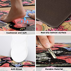 Alishomtll Anti Fatigue Kitchen Mats for Floor 2 Pcs, Mushroom Kitchen Rugs Sets, Non Skid Standing Mats and Runner Rugs Waterproof for Kitchen Office Sink Laundry Room