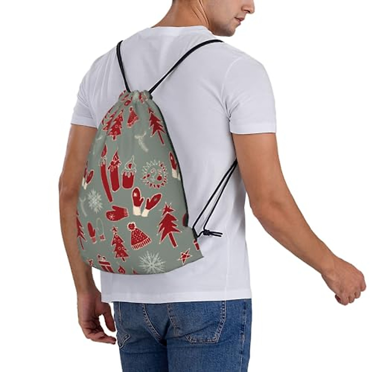 Delhiponics Red Decorative Elements Drawstring Backpack Waterproof Gym Sports Trave String Bag Adjustable Lightweight Drawstring Bag Sports Dance Sackpack