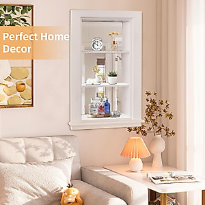 Jesantab 14 x 24 Recessed Medicine Cabinet, White Bathroom Cabinet Wall Mount, 3-Tier Wall Niche with Mirror, Shower Niche for Bathroom Storage