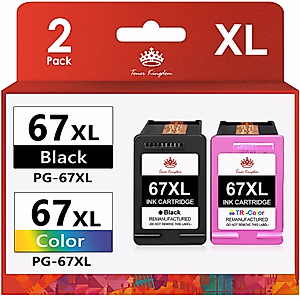 Toner Kingdom Remanufactured 67 XL Ink Cartridges Replacement for HP Ink 67 67XL Black Color Combo Pack for Envy 6000 6055 6055e 6052 6058 Envy Pro 6455 6455e Deskjet 2755e 2755 4140 4155e Printer