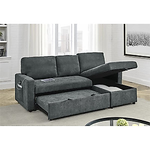 Kingway Furniture Fliner 2 Piece Upholstered Chaise sectional with USB in Gray