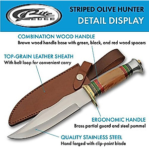 SZCO Supplies 12" Wood Handled Heavy Duty Stainless Steel Outdoor Hunting Knife With Sheath