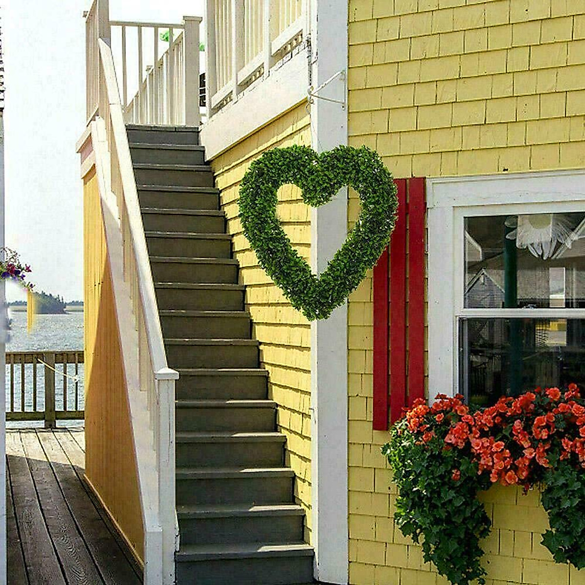 OVBBESS Garden Products Topiary Boxwood Heart Topiary Door Hanging Love Heart Home Decor
