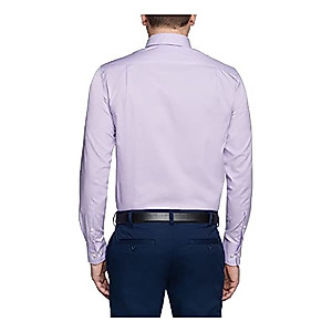 TOMMY HILFIGER Men's Non Iron Solid Button Down Collar, Frosted Lilac, 16.5" Neck 34"-35" Sleeve