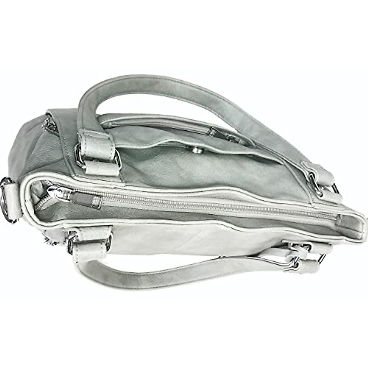 Zzfab Concealed Carry Hobo Bag with Hidden Lock Multi Pockets CCW Tote Bag Grey