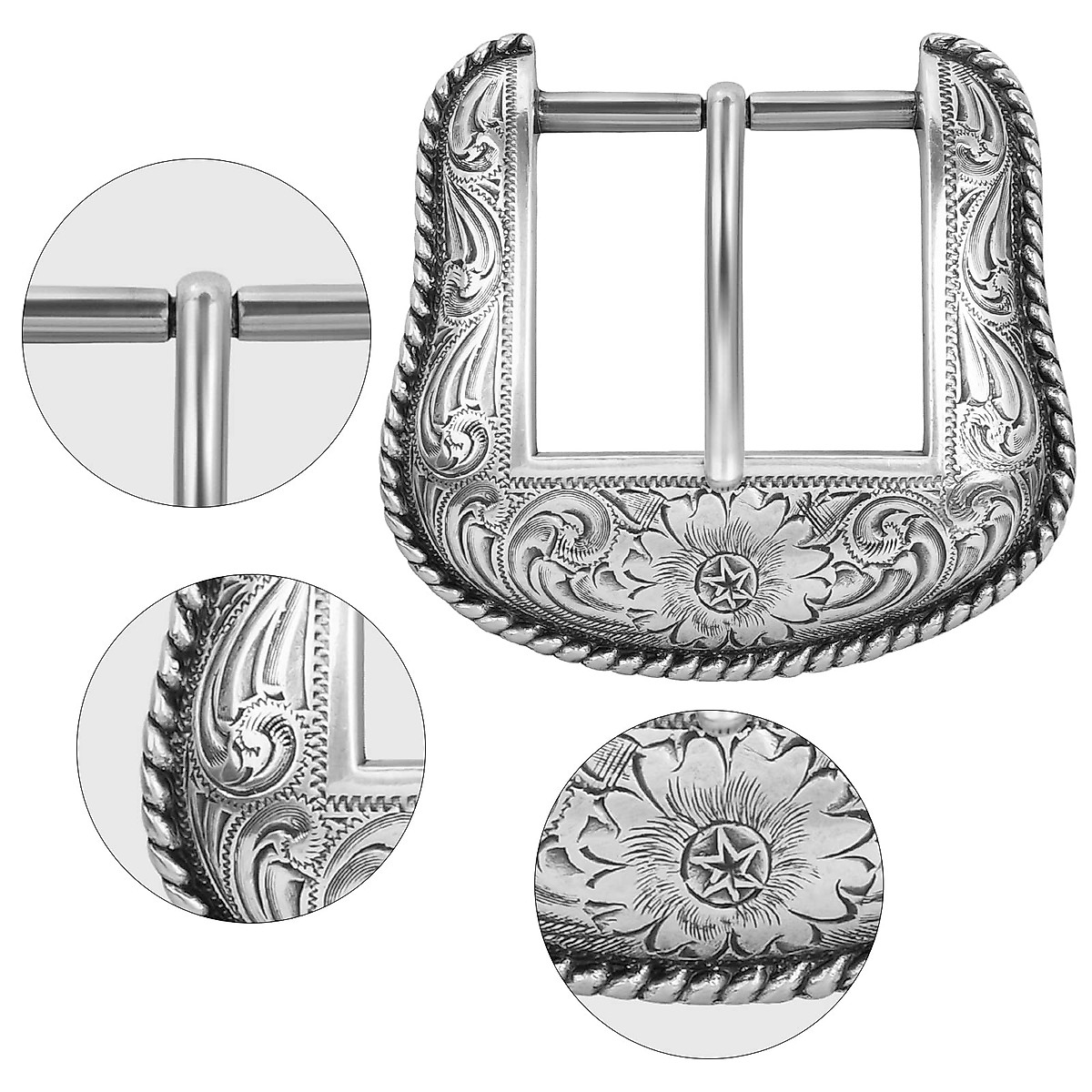 Classic antique replacement belt buckles for men and women (Vintage Silver-4)