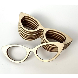 6-Pack Cat's Eye Glasses Unfinished Wood Cutout DIY Crafts Door Hanger Sign Ready to Paint Crafts All Sizes