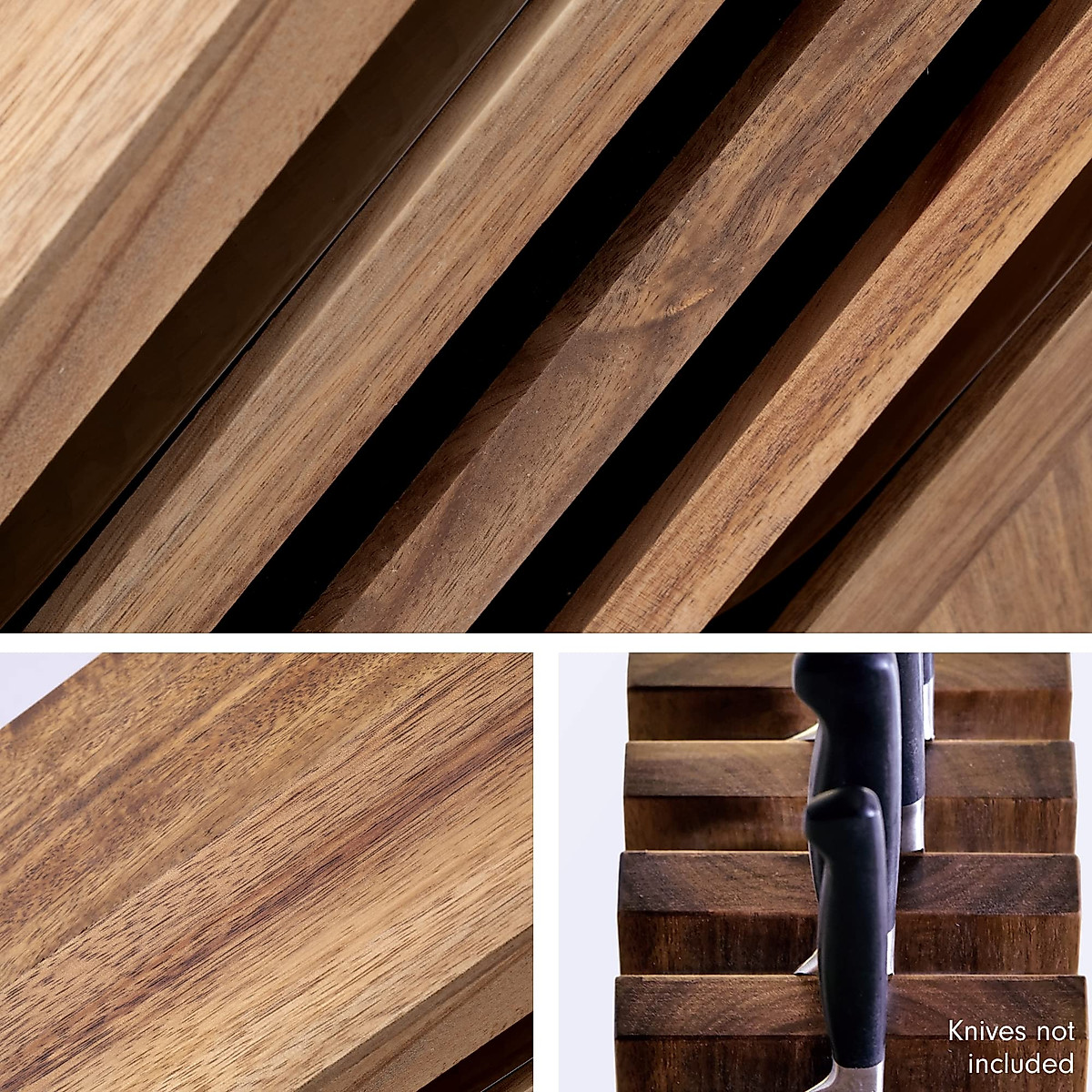 Messermeister Next Level Magnetic Knife Block, Acacia - Modern & Ventilated - Holds 16 Knives or Steels & Scissors - 12"w x 9"h x 5"d