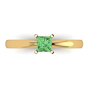 Clara Pucci 0.50 ct Princess Cut Solitaire Green Simulated Diamond Engagement Bridal Promise Anniversary Ring 18K Yellow Gold Size 10