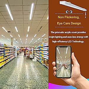 FAITHSAIL 4FT LED Shop Light, 40W LED Utility Light with Plug, 4000 LM, 4000K, 48 Inch LED Garage Light with Hanging Chain for Garage, Basement, Workshop, Hanging or Flush Mount, Non-Linkable, 1 Pack