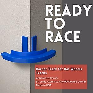 Corner Wall Mount Track Compatible with Hot Wheels | 90 Degree Turn with Removable Adhesive for Mounting to Wall | Made in USA (Outside Curve, 3-Pack)