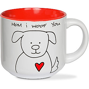 Pavilion Gift Company Blobby Dog-Mom I Woof You Ceramic Coffee Mug, Red