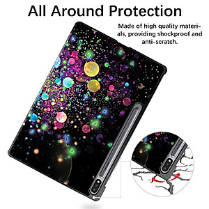 Berkin Arts Samsung Galaxy Compatible with Tab S8 Plus/ S7 FE/ S7 Plus Case 12.4 Inch Tri-Fold Stand Cover Holography Cosmic Colorful Galaxy Theme