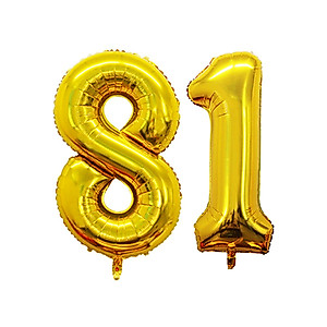 GOER 42 Inch Gold Number 18 81 Balloon,Jumbo Foil Helium Balloons for 18th 81st Birthday Party Decorations and Anniversary Event