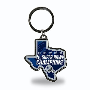 Rico Industries NFL Dallas Cowboys Champ State Shape Keychain Silver Large