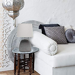 Simple Designs LT2058-GRY Round Concrete Table Lamp, Gray 10.25"L x 10.25"W x 16.5"H