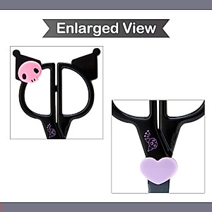 SanrioOriginal Face Shaped Scissors (Japan Import) - Includes Cherry Blossom Message Card (Kuromi)