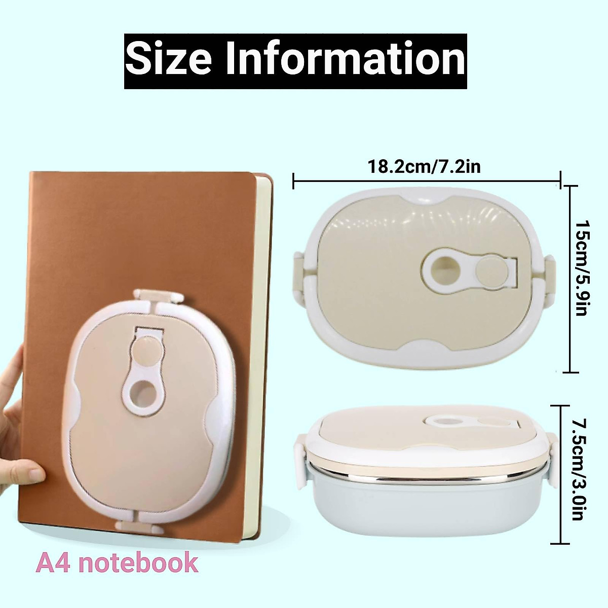 Niiyen Lunch Box 900ml 1 Layer Hot Food Lunch Containers Portable Stackable 304 Stainless Steel Adult Kids Bento Lunch Box Cold and Hot Food Storage for School Office Outdoor Travel