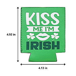 12PCS St. Patrick's Day Can Coolers Sleeves - Irish Shamrock Clover Beer Beverage Party Supplies Decorations Favors